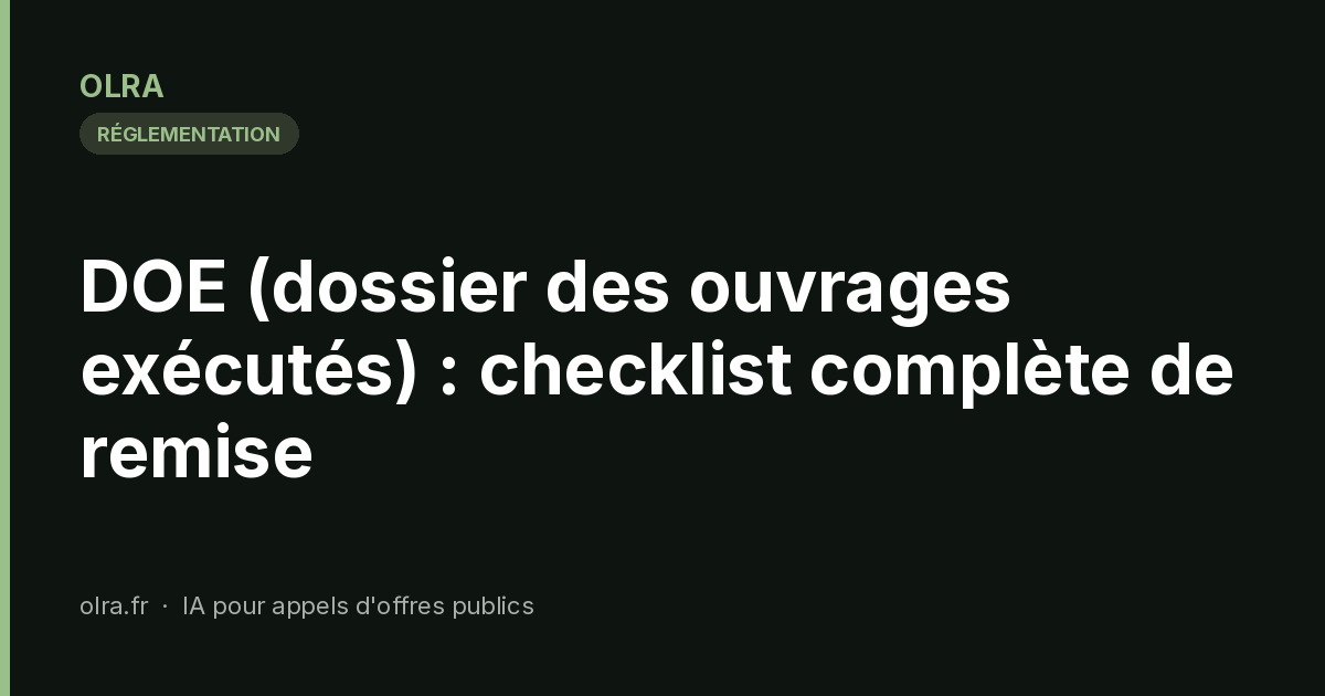 DOE (dossier des ouvrages exécutés) : checklist complète de remise